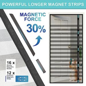 DCUINS Magnetic Screen Door Fits Door Size 32 x 80, Screen mesh Size 35 x 81, Side Opening Upgraded Heavy Duty Fiberglass, Strong Magnet Closure Door net for Front Back Sliding Doors, Stripes