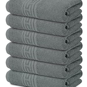 100% Ring Spun Cotton Bath Towels 24x44 Charcoal Grey Pack of 6 Gym Towels Soft Absorbent Lightweight Towels for Bathroom Spa Hotel Pool Salon Shower