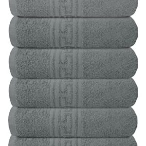 100% Ring Spun Cotton Bath Towels 24x44 Charcoal Grey Pack of 6 Gym Towels Soft Absorbent Lightweight Towels for Bathroom Spa Hotel Pool Salon Shower