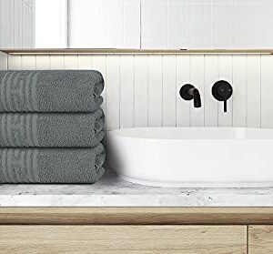 100% Ring Spun Cotton Bath Towels 24x44 Charcoal Grey Pack of 6 Gym Towels Soft Absorbent Lightweight Towels for Bathroom Spa Hotel Pool Salon Shower