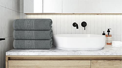 100% Ring Spun Cotton Bath Towels 24x44 Charcoal Grey Pack of 6 Gym Towels Soft Absorbent Lightweight Towels for Bathroom Spa Hotel Pool Salon Shower