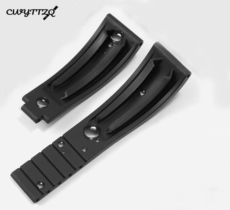 CWYTTZQ 20mm rubber watch strap for Rolex men's watch accessories black and green water ghost outdoor sports silicone strap wristband watchbands (Black gold buckle)