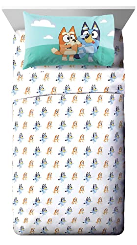 Jay Franco Bluey & Bingo Twin Size Sheet Set - 3 Piece Set Super Soft and Cozy Kid’s Bedding - Fade Resistant Microfiber Sheets (Official Bluey Product)