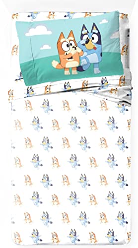 Jay Franco Bluey & Bingo Twin Size Sheet Set - 3 Piece Set Super Soft and Cozy Kid’s Bedding - Fade Resistant Microfiber Sheets (Official Bluey Product)