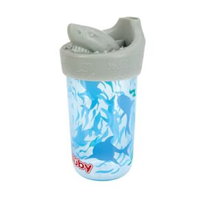 Nuby No Spill 3D Character Sippy Cup with Soft Touch Flo Silicone Top, 12 Ounce, Shark (Prints May Vary)