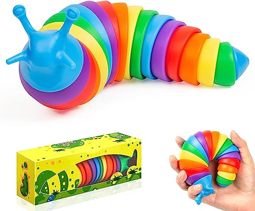 WHATOOK Fidget Slug, Caterpillar Fidget Worm Toy, Sensory Toys for Toddlers 1-3, 3-4, Autism Sensory Slug Toy Makes Relaxing Sound, Fidget Toys for Kids 5-7, Autistic Toys for Boys Girls ADHD Gifts