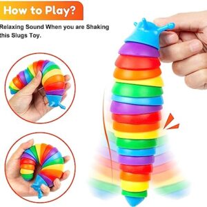 WHATOOK Fidget Slug, Caterpillar Fidget Worm Toy, Sensory Toys for Toddlers 1-3, 3-4, Autism Sensory Slug Toy Makes Relaxing Sound, Fidget Toys for Kids 5-7, Autistic Toys for Boys Girls ADHD Gifts