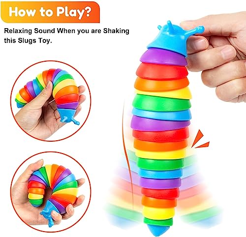 WHATOOK Fidget Slug, Caterpillar Fidget Worm Toy, Sensory Toys for Toddlers 1-3, 3-4, Autism Sensory Slug Toy Makes Relaxing Sound, Fidget Toys for Kids 5-7, Autistic Toys for Boys Girls ADHD Gifts