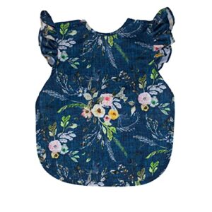 bapronbaby flutter boho floral bapron - no neck tie safer bib for baby & toddler - soft waterproof stain resistant - machine washable - sz baby/toddler 6m-3t