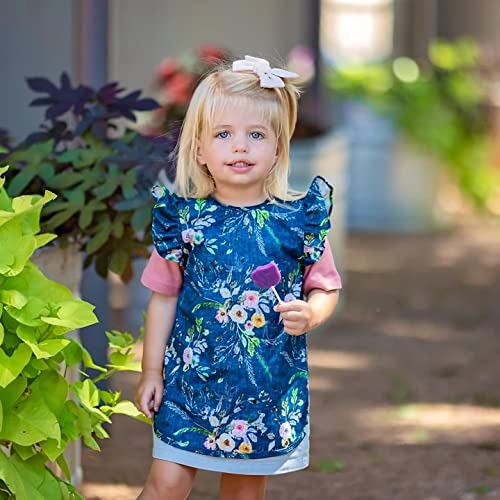 BapronBaby Flutter Boho Floral Bapron - No Neck Tie Safer Bib for Baby & Toddler - Soft Waterproof Stain Resistant - Machine Washable - Sz Baby/Toddler 6m-3T