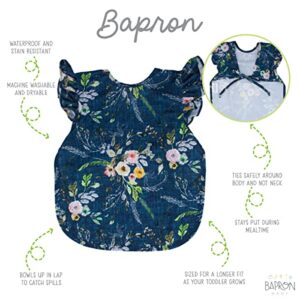 BapronBaby Flutter Boho Floral Bapron - No Neck Tie Safer Bib for Baby & Toddler - Soft Waterproof Stain Resistant - Machine Washable - Sz Baby/Toddler 6m-3T