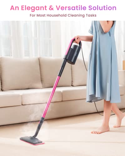 Schenley Steam Mop Cleaner with Detachable Handheld Steamer for Cleaning Hardwood/Laminate Floor, Tiles and Grout, with 7-in-1 Multi-purpose Accessories and Washable Microfiber Pads