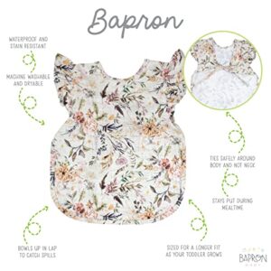 BapronBaby Flutter Delilah Floral Bapron - No Neck Tie Safer Bib for Baby & Toddler - Soft Waterproof Stain Resistant - Machine Washable - Sz Baby/Toddler 6m-3T