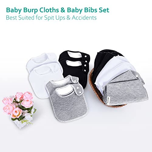 Baby Burp Cloths & Baby Bibs Set Super Absorbent and Soft Baby Spit Up Burping Rags for Boys and Girls