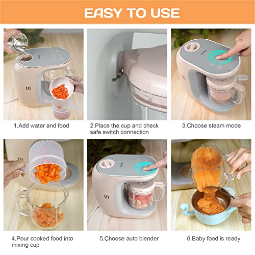 Baby Food Maker, Baby Food Processor Blender Grinder Steamer Cooks Blends Healthy Homemade Baby Food in Minutes Touch Screen Control… (BFM-003)