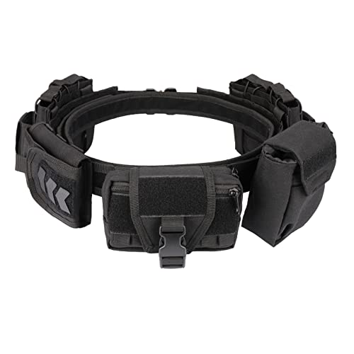 YAKEDA Tactical Battle Belt 7 in 1 Tactical Duty Belts Law Enforcement Police Security Utility Belt with Pouches (Black)