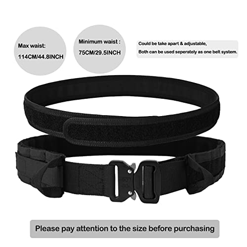 YAKEDA Tactical Battle Belt 7 in 1 Tactical Duty Belts Law Enforcement Police Security Utility Belt with Pouches (Black)