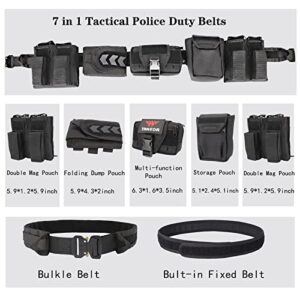 YAKEDA Tactical Battle Belt 7 in 1 Tactical Duty Belts Law Enforcement Police Security Utility Belt with Pouches (Black)