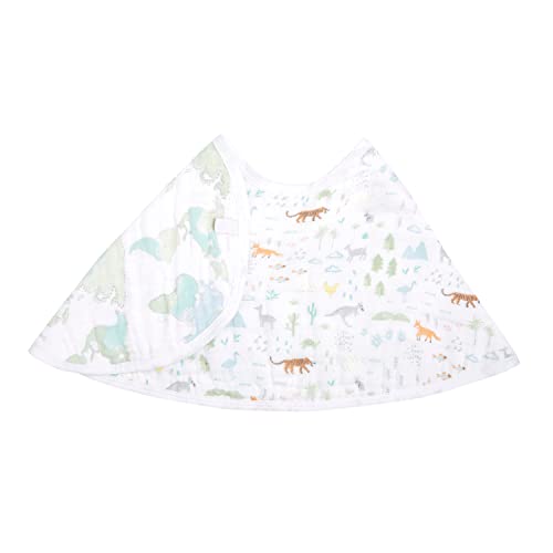 aden + anais Essentials Burpy Bib, 100% Cotton Muslin, Soft Absorbent 4 Layers, Multi-Use Burp Cloth and Bib, 22.5" X 11", Single, Voyager-Ecosphere