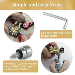 SINGARO Car Battery Terminal Connector, 4 Way Positive and Negative Pole Quick Release Terminal Clip, Applicable to SAE/JIS A Type Terminal Post, Compatible with Cars, Trucks and More（Gold-A）