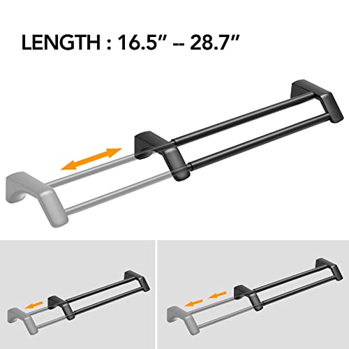 Hoimpro Adjustable 13.9-25.3 Inches Double Bath Towel Bar for Bathroom SUS304 Stainless Steel Towel Holder, Hotel Style Wall Mount with Screws Hand Towel Bar，Towel Rack Rod Hanger, Matte Black