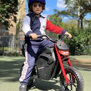 Hover-1 E-Track Electric Dirt Bike | 9MPH Top Speed, 9 Mile Range, 4HR Quick Charge,12.5" Air-Filled Tires, 120LB Max Weight, 2.25ft Tall, UL Certified & Tested - Safe for Kids & Teens, Red