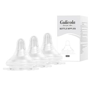 gulicola natural flow baby bottle silicone nipple level 1, slow flow (s), 1+ months, 3 counts (pack of 1)