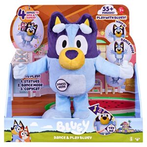 Bluey Dance and Play 14" Animated Plush | Over 55 Phrases and Songs, Multicolor