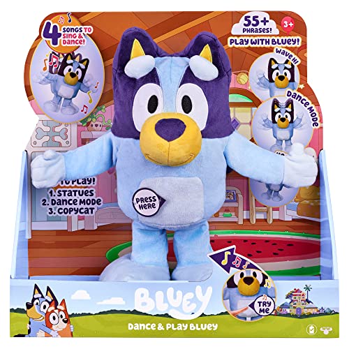 Bluey Dance and Play 14" Animated Plush | Over 55 Phrases and Songs, Multicolor