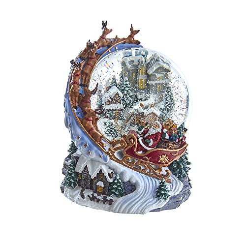 Kurt S. Adler Battery-Operated Musical Santa and SLED Waterglobe Water Globes, 120MM, Multi-Colored