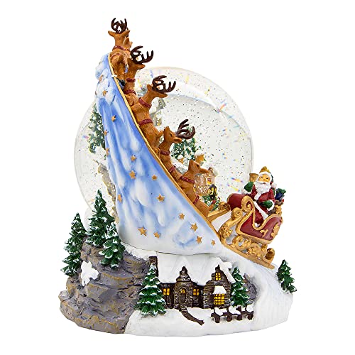 Kurt S. Adler Battery-Operated Musical Santa and SLED Waterglobe Water Globes, 120MM, Multi-Colored