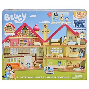 Bluey Ultimate Lights & Sounds Playhouse with Two posable Figures and Accessories | Heeler Home