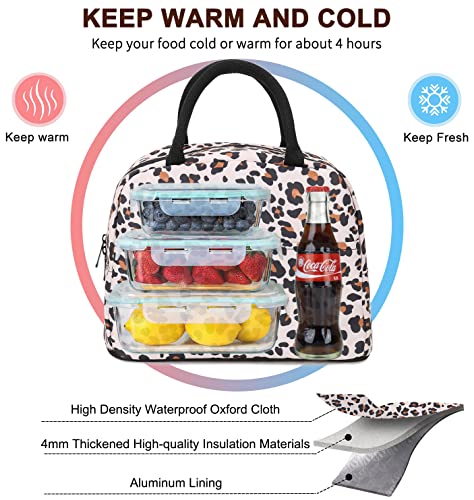 Ylebs Lunch Bag for Women Insulated Lunch Box Reusable Cooler Tote Bag for Work,Water-resistant Thermal(Leopard)