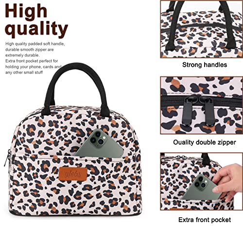 Ylebs Lunch Bag for Women Insulated Lunch Box Reusable Cooler Tote Bag for Work,Water-resistant Thermal(Leopard)