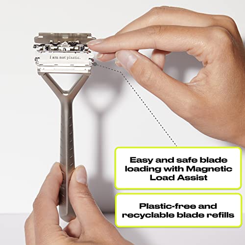 The Leaf Razor, Mercury - Plastic-Free, Multi-Blade, Pivoting Head Razor for a Close, Smooth Shave for Women & Men