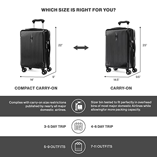 Travelpro Maxlite Air Hardside Expandable Luggage, 8 Spinner Wheels, Lightweight Hard Shell Polycarbonate, Champagne, Carry-On 21-Inch