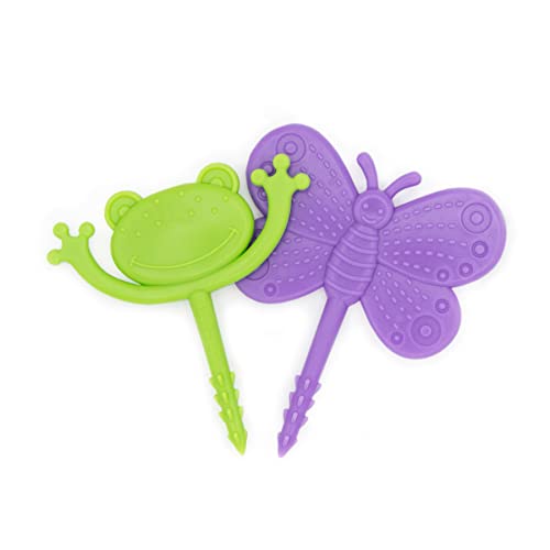 BapronBaby Garden Foodie Picks (2 Pack - Frog & Butterfly) - Toddlers + Preschoolers Utensils - BPA Free - Dishwasher Safe - Self Feeding - 18 Months+