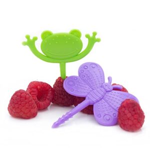 BapronBaby Garden Foodie Picks (2 Pack - Frog & Butterfly) - Toddlers + Preschoolers Utensils - BPA Free - Dishwasher Safe - Self Feeding - 18 Months+