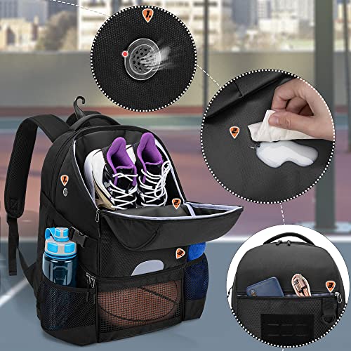 DSLEAF Basketball Backpack for Men, Soccer Bag with Ball Compartment & Shoe Compartment for Basketball, Soccer, Volleyball Training