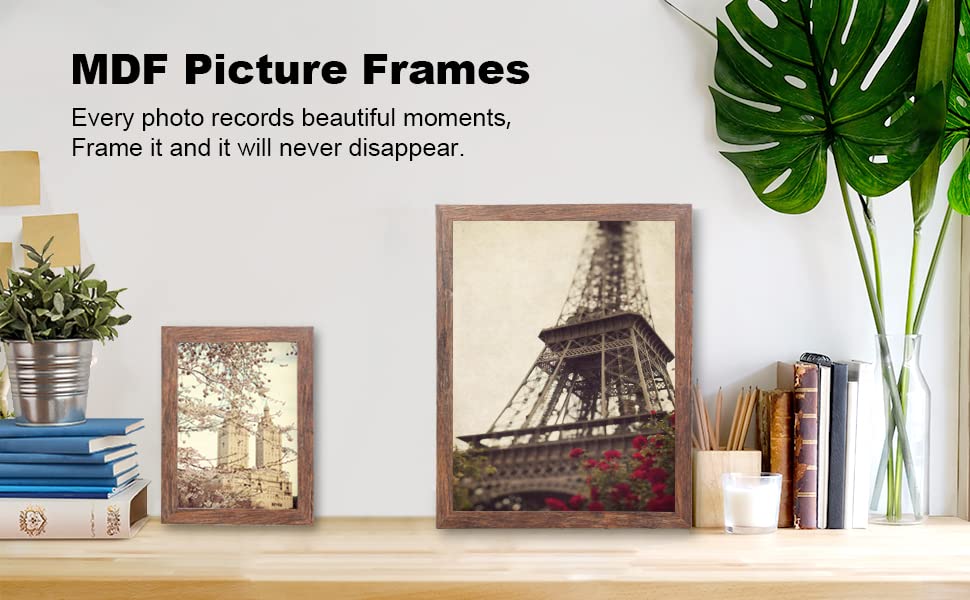 4x6 Picture Frames Set of 10, Wooden Picture Frame Set with Display Box, Rustic Style Antique Brown Wood Grain Photo Frame Suitable For Desktop Display and Wall Decoration.