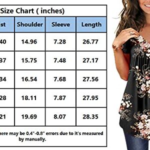 Plus Size Womens Tunic Tops To Wear With Leggings Summer Short Sleeve Henley Shirts Casual Ruffles Button Up Blouses Purple Print 3XL