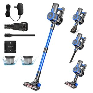 eioeir cordless stick vacuum cleaner, 45 minutes run-time, 4 in 1 lightweight stick vacuum 200w, 3 power modes, hepa filter for hardwood floors, carpet, pet hair, car (e20 pro)