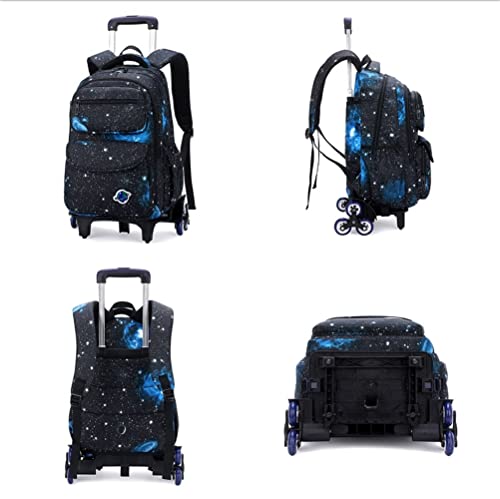 ZHANAO Rolling Backpacks for Boys Girls Trolley School Bags Starry-Sky Print Primary Middle School Boys Wheeled