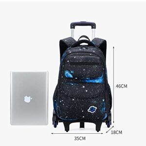 ZHANAO Rolling Backpacks for Boys Girls Trolley School Bags Starry-Sky Print Primary Middle School Boys Wheeled