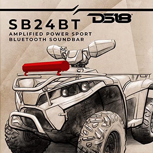 DS18 SB24BT 24" Marine Amplified Power Sports Bluetooth Sound Bar System USB Port IPX5 Rated Weatherproof 600 Watts Peak Power - Ideal for ATV UTV Jeeps Side by Side Marine Golf Car