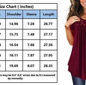 BeadChica Women's Casual Tunic Tops To Wear With Leggings Short Sleeve Flare Summer Loose TShirts Flowy Lace Blouses-White-L