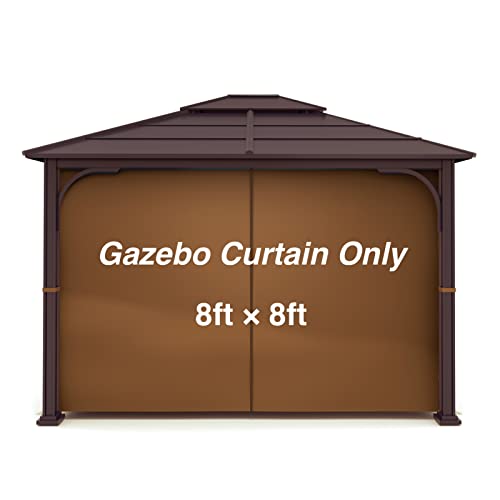 Gazebo Universal Replacement Privacy Curtains - Gafrem 8' x 8' Canopy Side Wall Privacy Panel with Zipper, 1 Panel Sidewall ONLY (Brown)