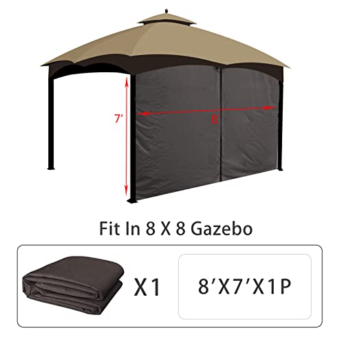 Gazebo Universal Replacement Privacy Curtains - Gafrem 8' x 8' Canopy Side Wall Privacy Panel with Zipper, 1 Panel Sidewall ONLY (Brown)