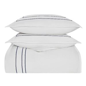 Nautica - Queen Duvet Cover Set, Embroidered Bedding with Matching Shams, Lightweight Home Decor for All Seasons (Alden White, Queen)