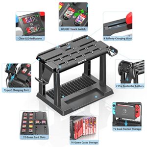 Switch Games Organizer Station with Controller Charger, Charging Dock for Nintendo Switch & OLED Joycons, Kytok Switch Storage and Organizer for Games, TV Dock, Pro Controller, Accessories Kit Storage